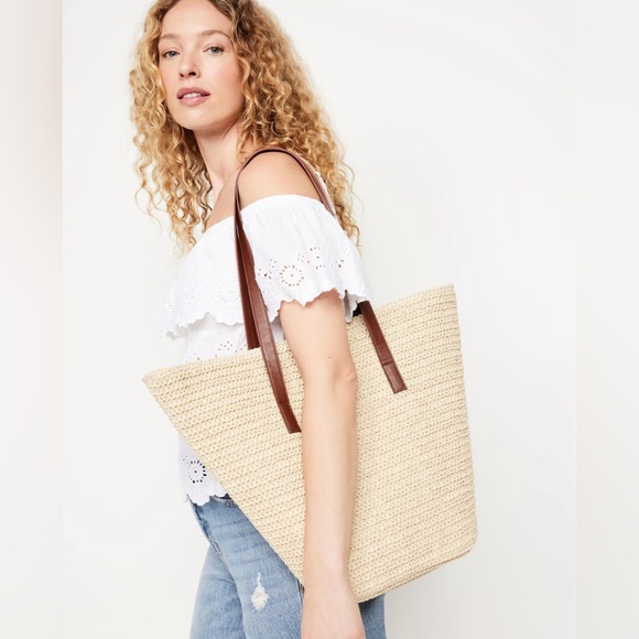 Old Navy | Bags | Old Navy Large Straw Tote Bag Purse | Poshmark